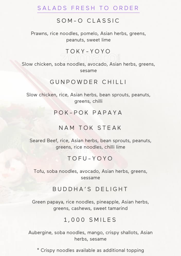 Menu at Som restaurant, London, 1 Leadenhall Street