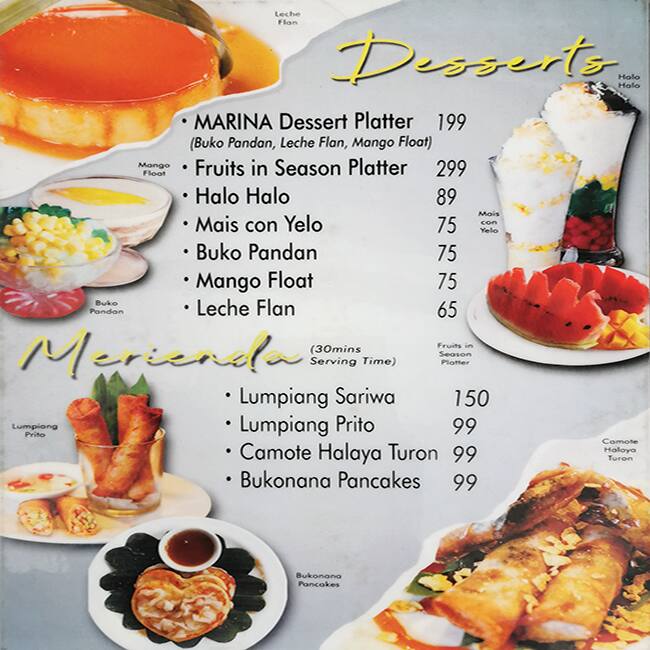 Menu at Marina Grill, Quezon City, Manhattan Parkview