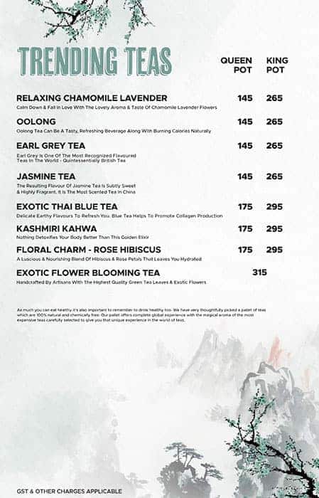 Menu of Facing East, Oshiwara, Andheri West, Mumbai