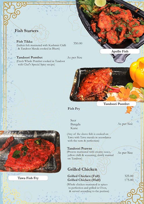 Menu at Golden Sidra (formally Sherkhan), Bengaluru