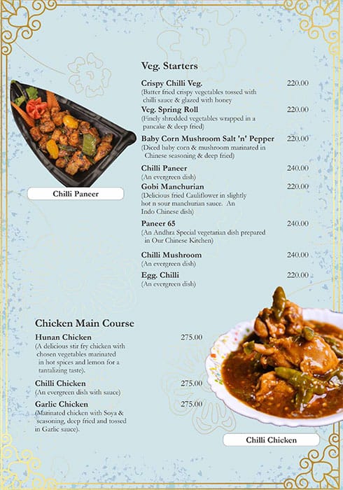 Menu at Golden Sidra (formally Sherkhan), Bengaluru