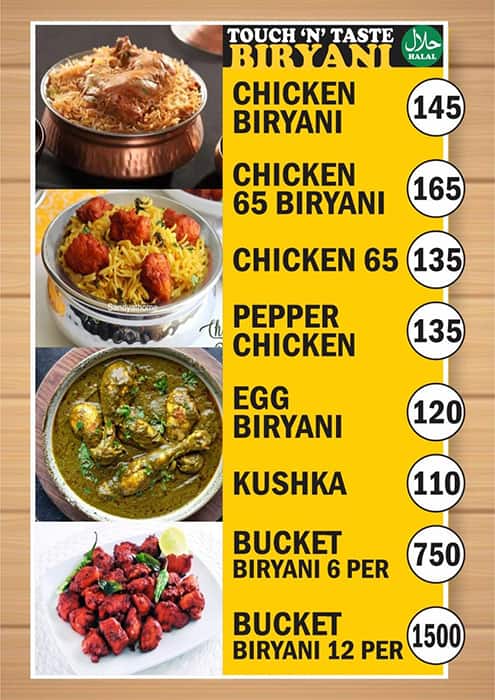 Menu of Touch N Taste Biryani, Perungudi, Chennai