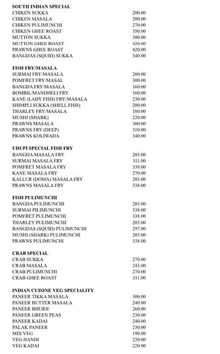 Menu Of Udupi Lunch Home Mira Road Mumbai
