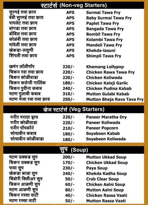 Menu of Hotel Pata Varvanta, Ambernath, Thane