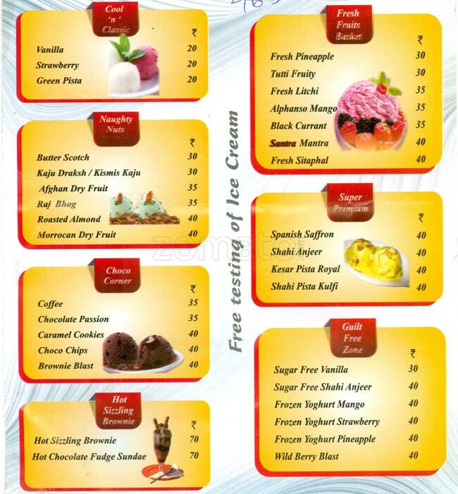 Menu at Amul, Navi Mumbai, Sector 8