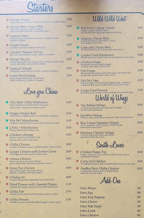 Menu at Gustoes Beer House, Bengaluru, 10