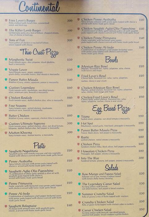 Menu at Gustoes Beer House, Bengaluru, 10