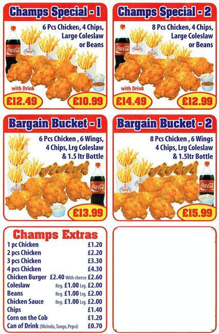 Menu at Champs American Fried Chicken fast food, London