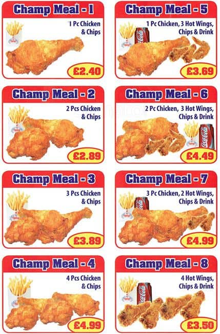 Menu at Champs American Fried Chicken fast food, London