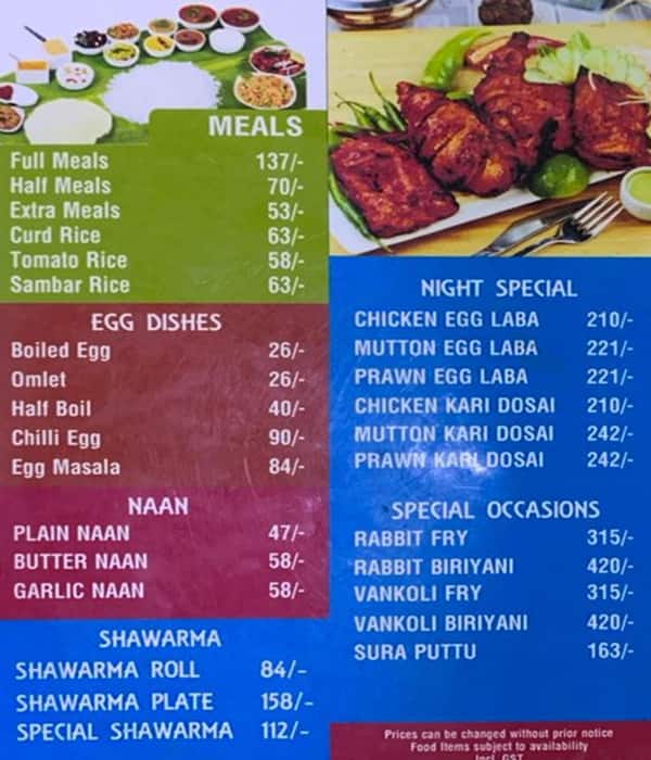 Menu at Hotel Pandian, Chennai, No1/10 Poonamallee High Road