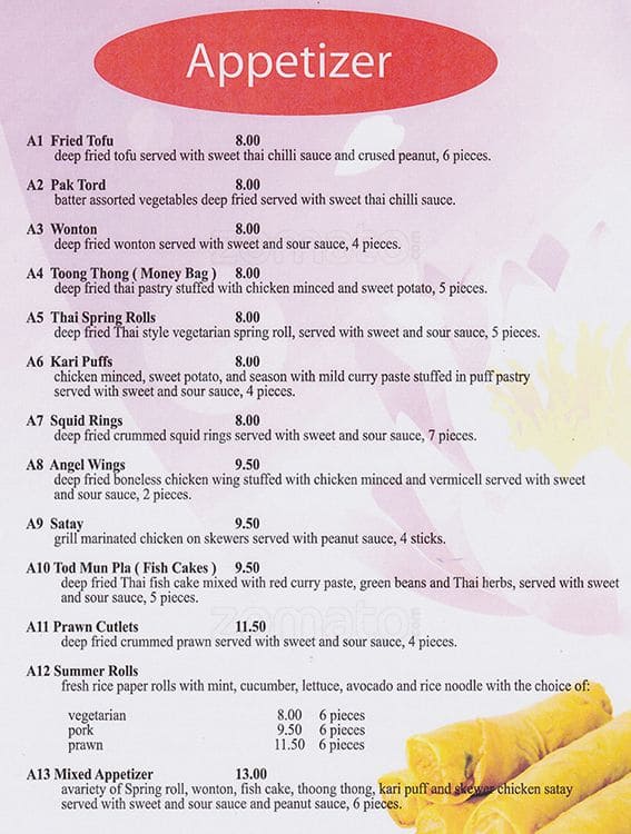 Thai House Menu, Menu for Thai House, Te Aro, Wellington City ...