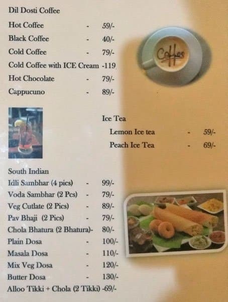 Menu at Dil Dosti Chai, Jaipur