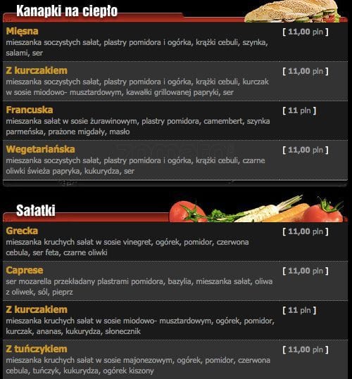 Menu at Atmosfera pub & bar, Katowice, Jana Kilińskiego 20