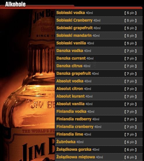 Menu at Atmosfera pub & bar, Katowice, Jana Kilińskiego 20