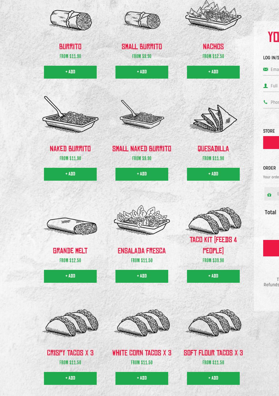 Menu at Mad Mex Fresh Mexican restaurant, Melbourne, 210 Lonsdale St