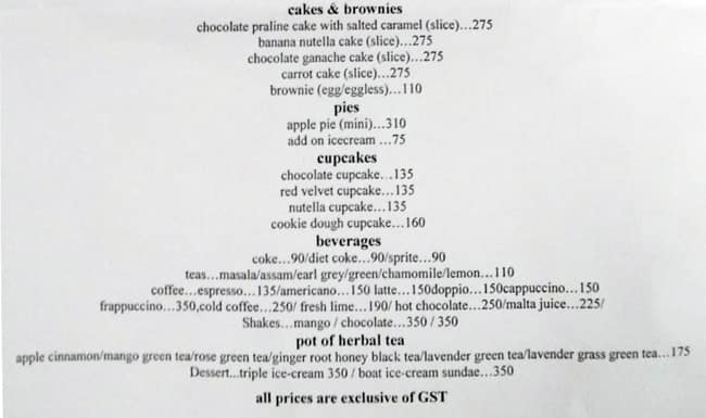 Menu at Ellipsis Bakery, Mumbai, Recondo Estate