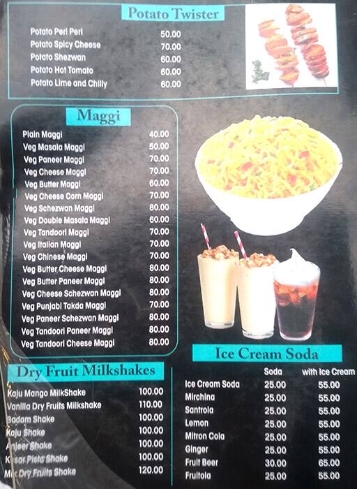 Menu at Mitron, Indore
