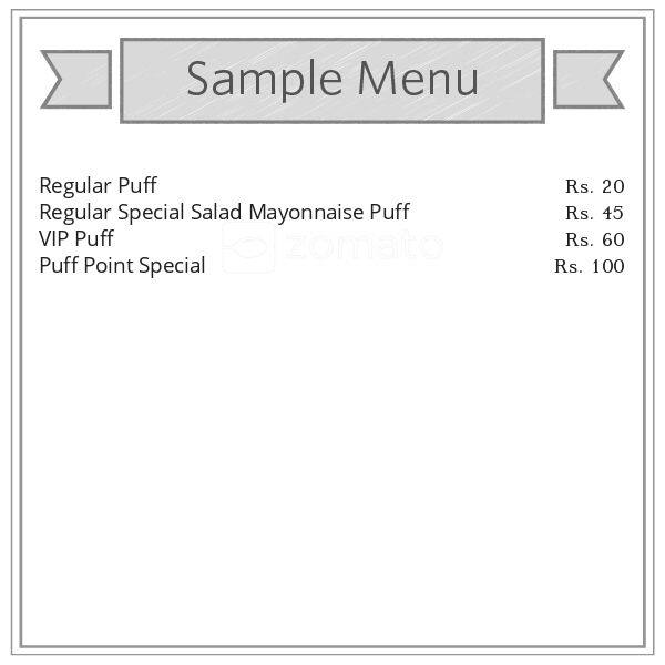 Menu of Puff Point, Nikol, Ahmedabad