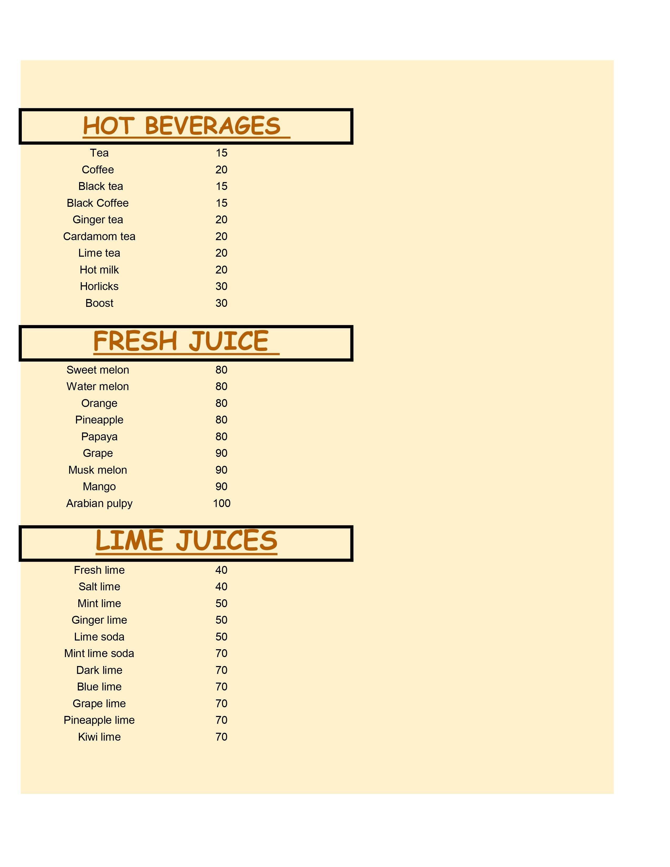 Menu at The Bay Grill, Coimbatore