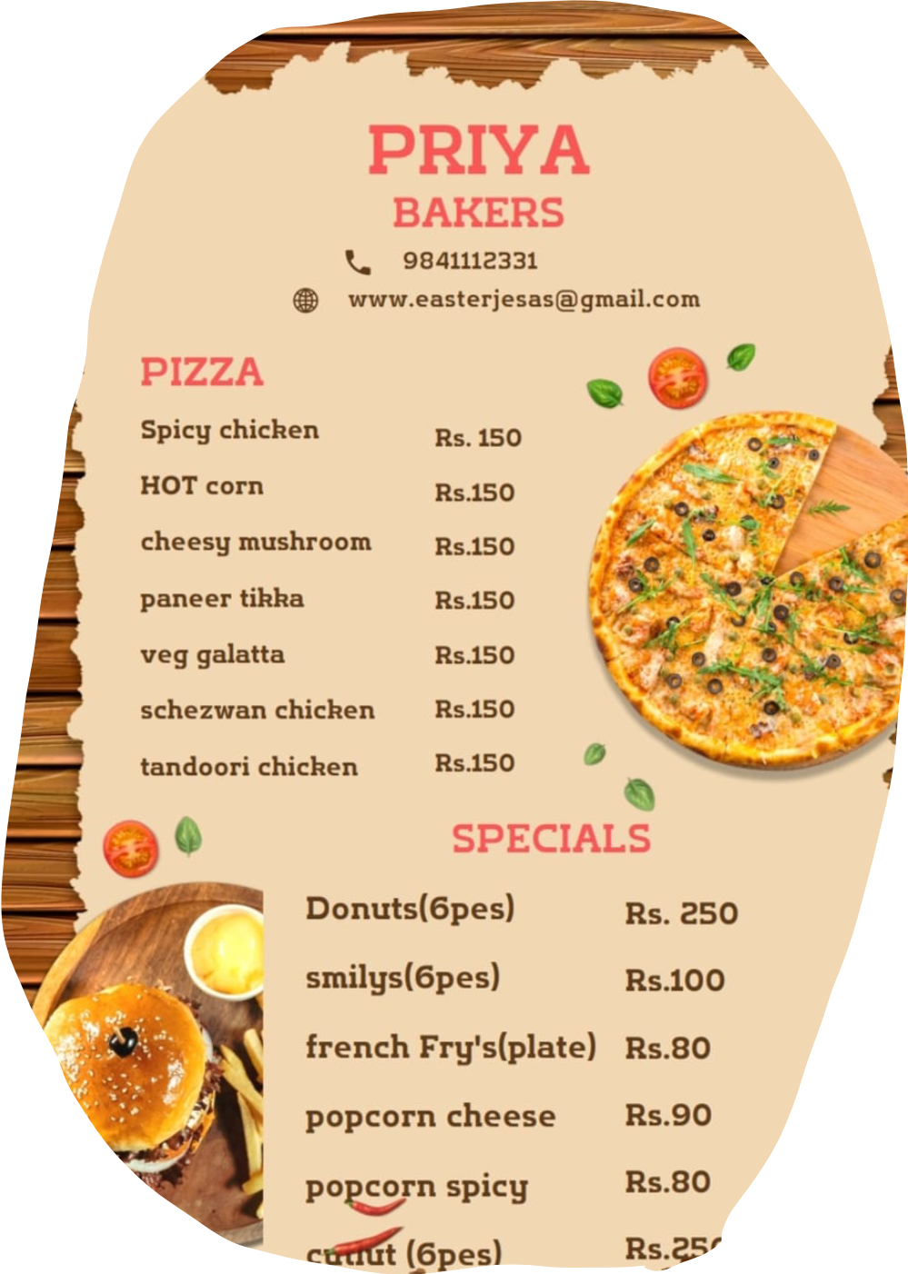 Menu of Priya Bakers, Chromepet, Chennai
