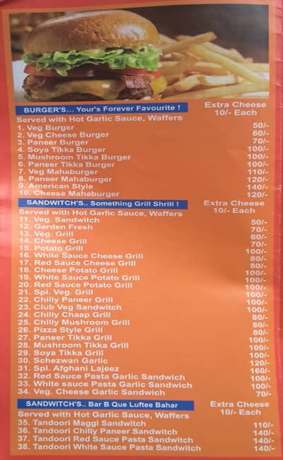 Menu at Waffle King, New Delhi, 14