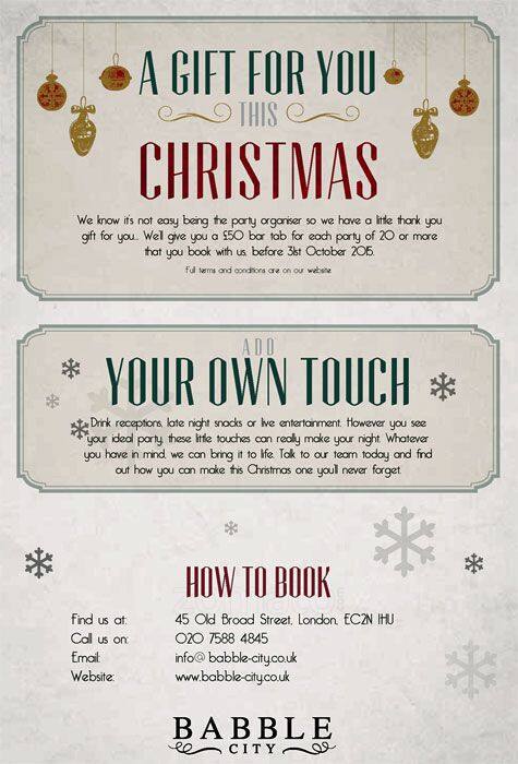 Menu at Babble pub & bar, London, 45 Old Broad Street