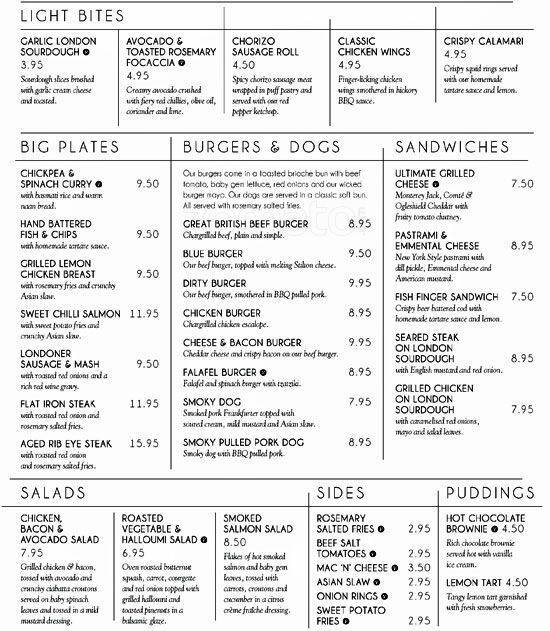 Menu at Babble pub & bar, London, 45 Old Broad Street