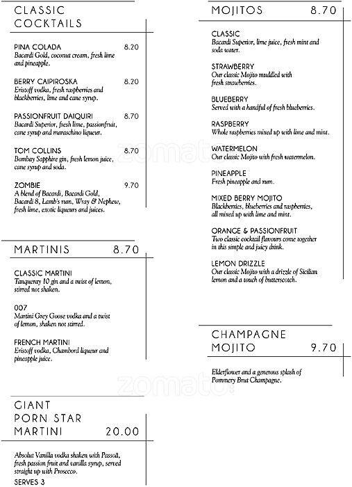 Menu at Babble pub & bar, London, 45 Old Broad Street