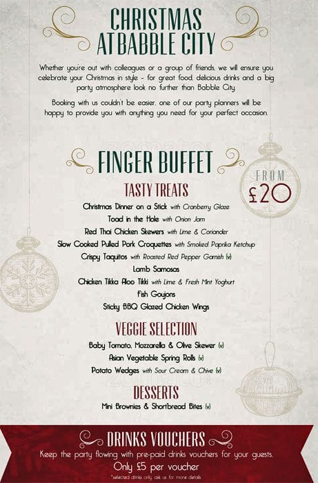 Menu at Babble pub & bar, London, 45 Old Broad Street