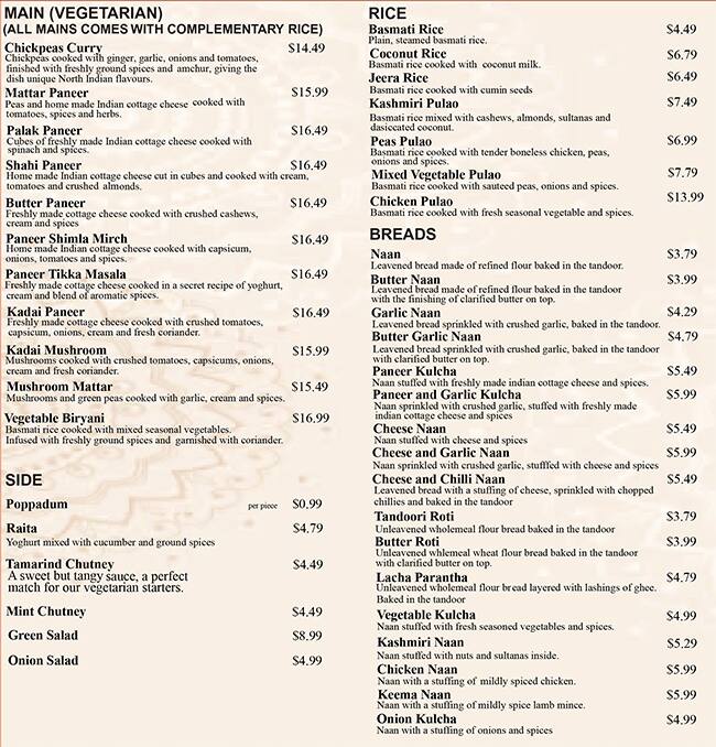 Menu at Adda The Hotspot restaurant, Upper Hutt