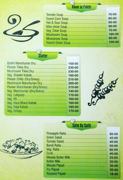 Menu at Banerjee's Alfa Restaurant, Gandhinagar