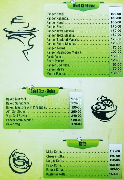 Menu at Banerjee's Alfa Restaurant, Gandhinagar