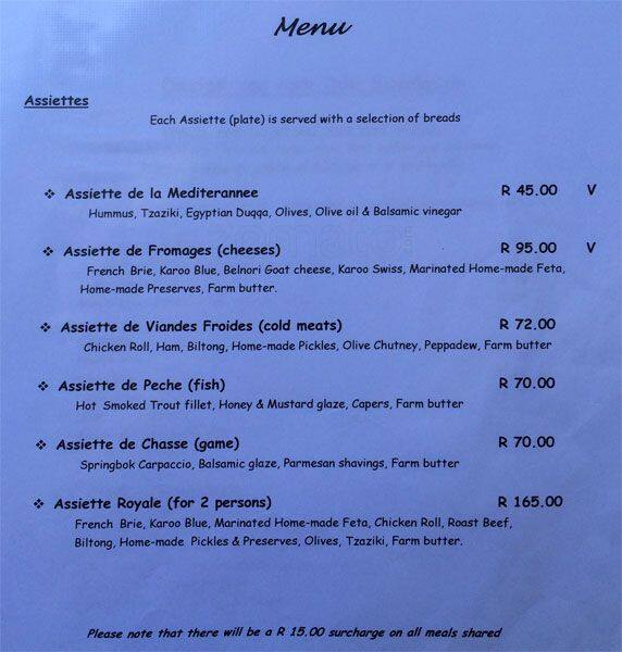 Menu at Bon Appetit - Bistro cafe, Clarens