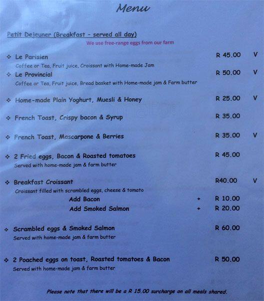 Menu at Bon Appetit - Bistro cafe, Clarens