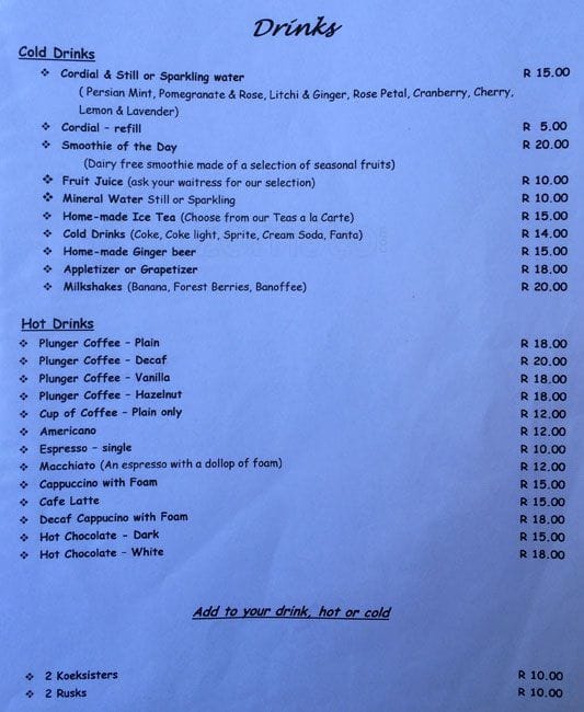 Menu at Bon Appetit - Bistro cafe, Clarens