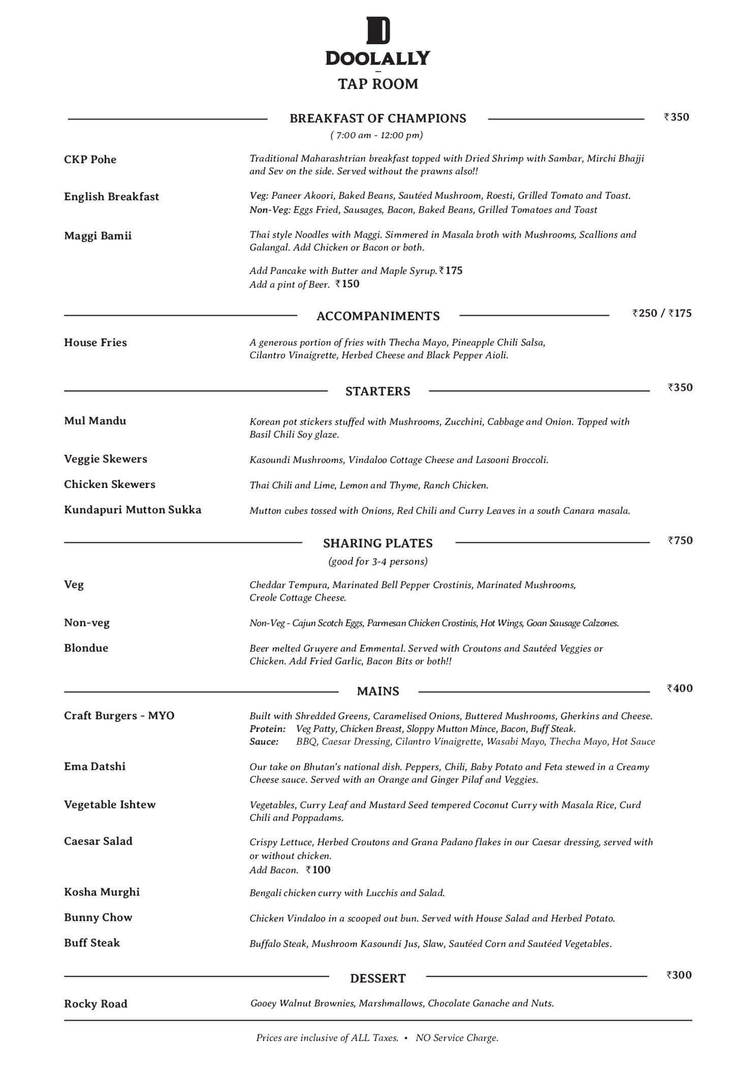 Doolally Taproom Menu, Menu for Doolally Taproom, Andheri West, Mumbai ...