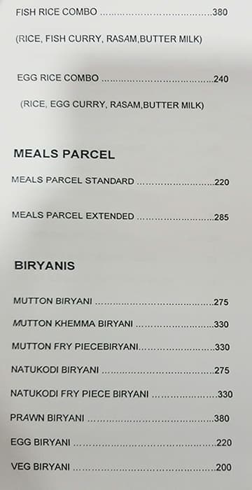 Menu at Village Aaharam, Hyderabad, Nanakramguda Road