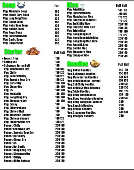 Menu of Ala Cart, Dadar West, Mumbai