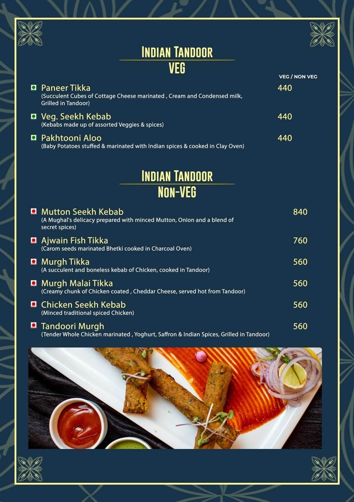 Menu at Wafira, Kolkata