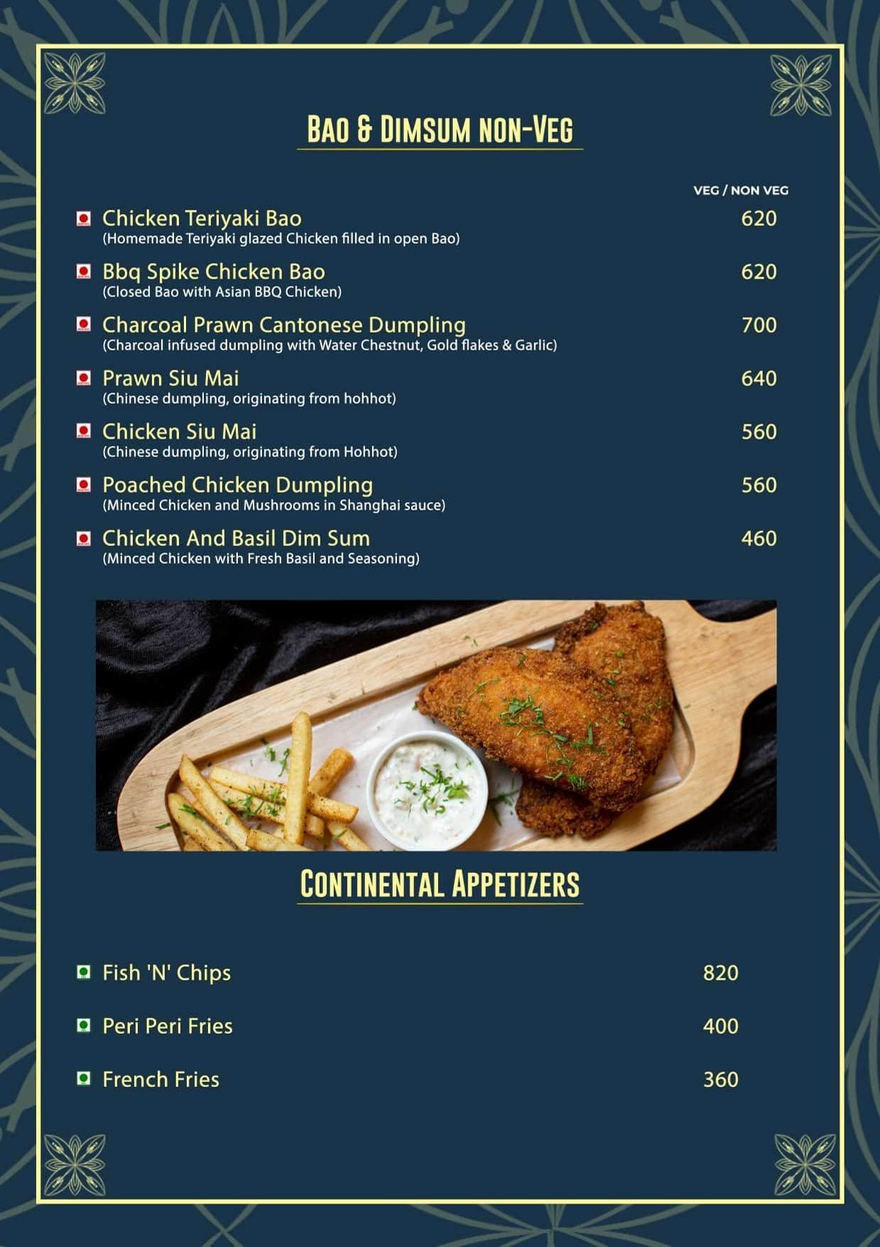 Menu at Wafira, Kolkata