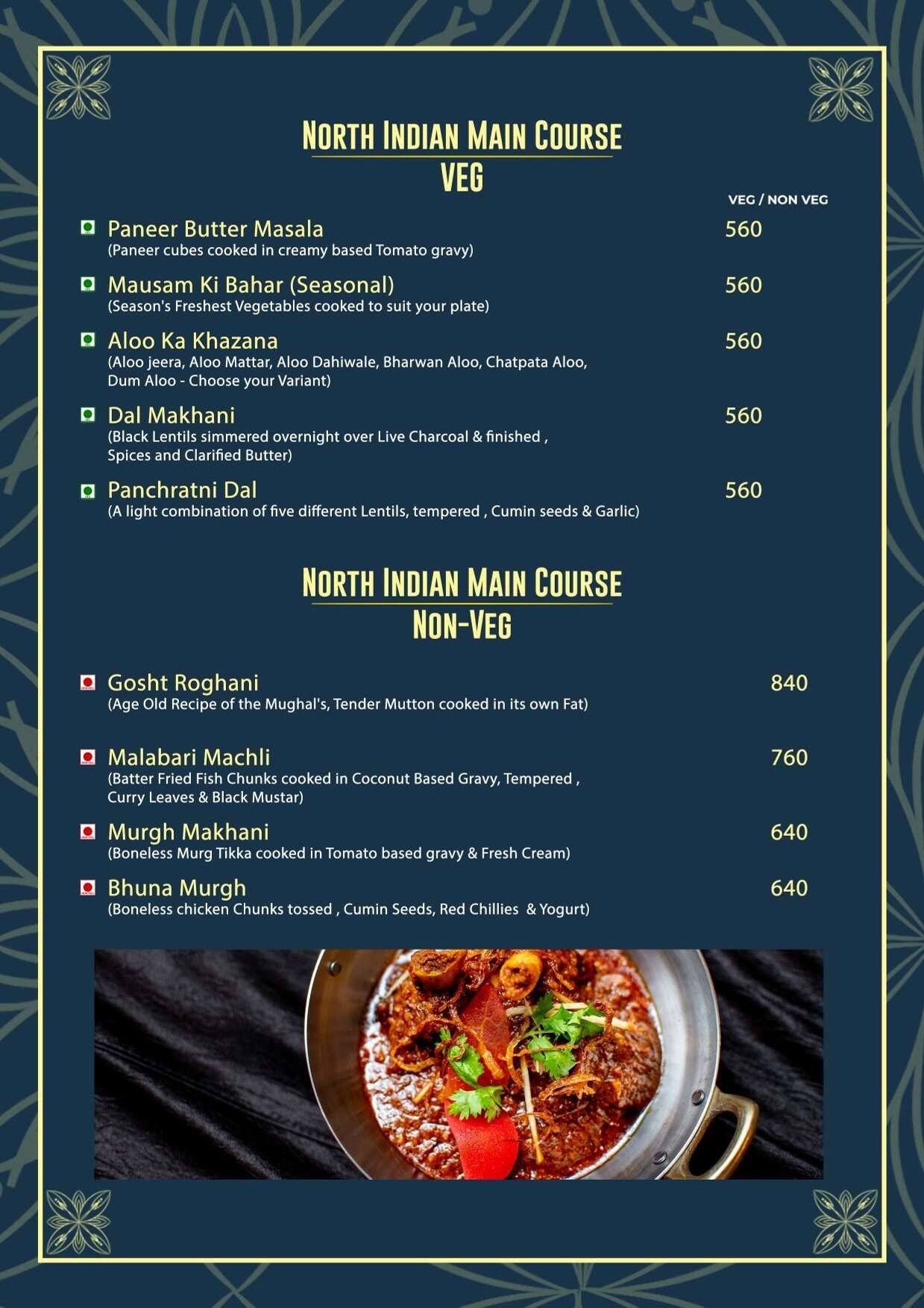 Menu at Wafira, Kolkata