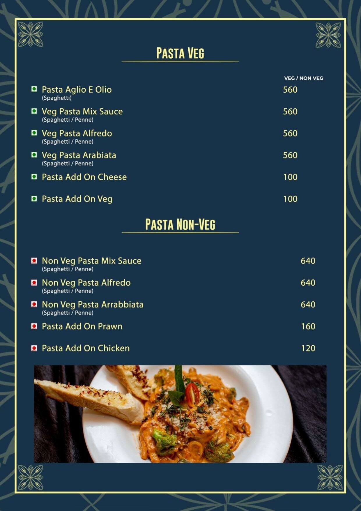 Menu at Wafira, Kolkata