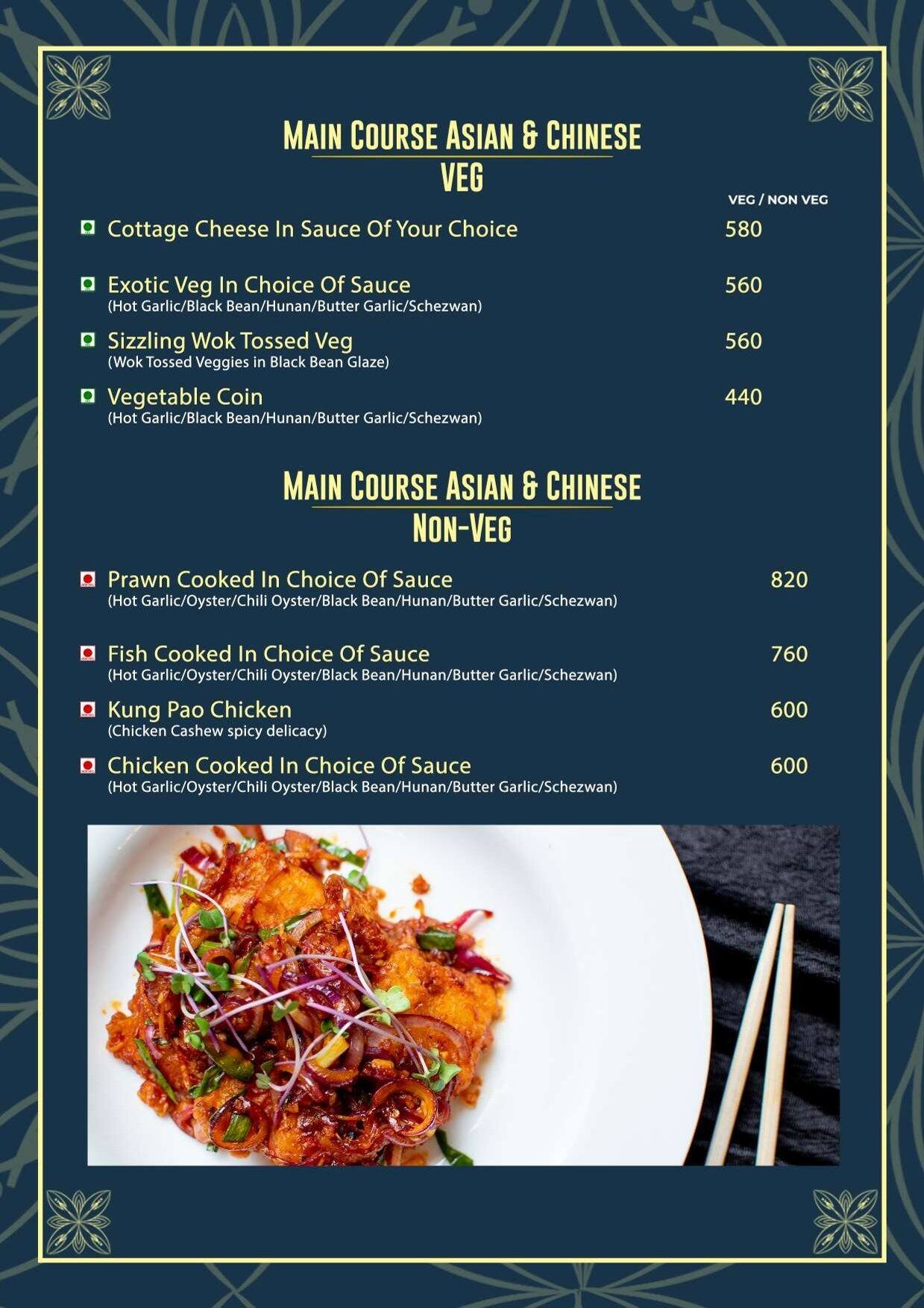 Menu at Wafira, Kolkata