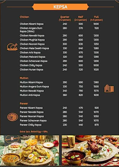 Menu of Kepsa Express, Mumbai Central, Mumbai