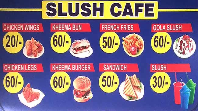 Menu of Slush Cafe, Habsiguda, Hyderabad