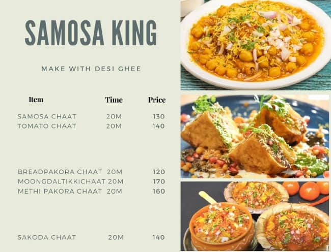 Menu of SAMOSA KING, Viman Nagar, Pune