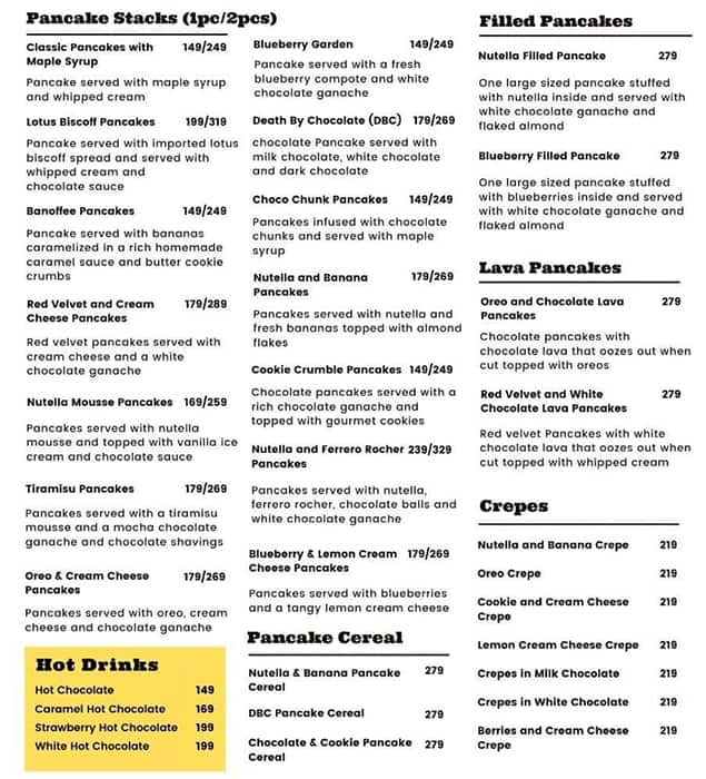 Menu of Uncle Peter's Pancake’s, Hinjawadi, Pune