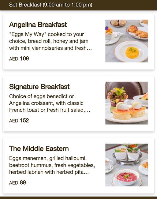 Menu of Angelina Paris, Downtown Dubai, Dubai