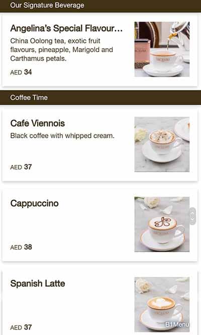 Menu at Angelina Paris cafe, Dubai, Unit GF - 016