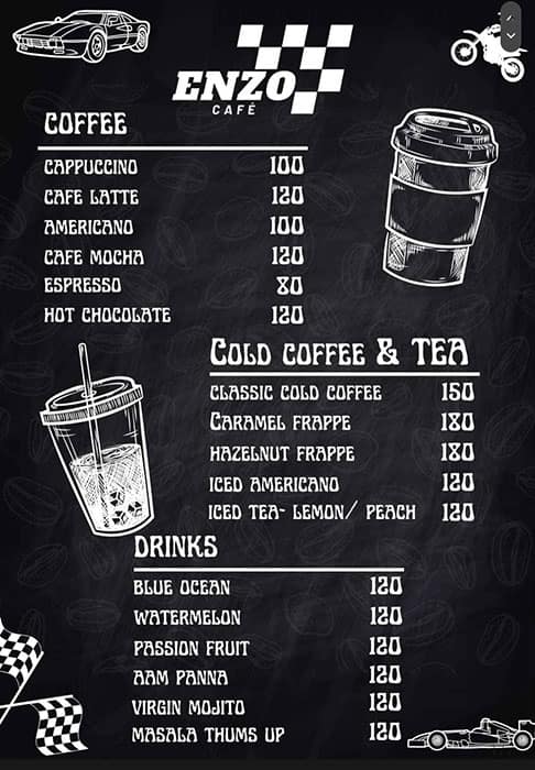 Menu of Enzo Cafe, Yapral, Secunderabad